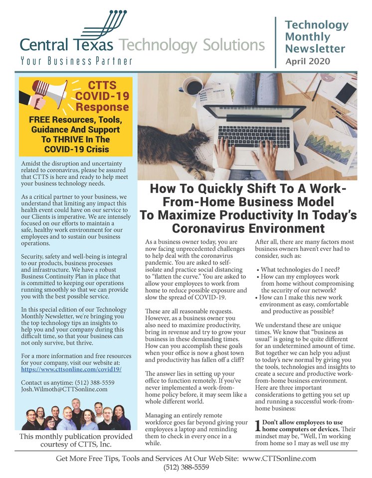 Technology Monthly Newsletter | IT Support Georgetown, TX